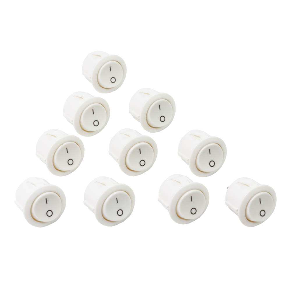SPST White Round Rocker Switch, 10 pack – Kitronik Ltd
