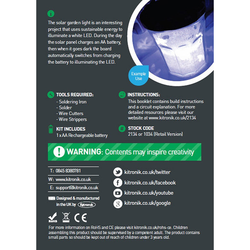 Kitronik Retail Pack - Solar Garden Light Kit – Kitronik Ltd