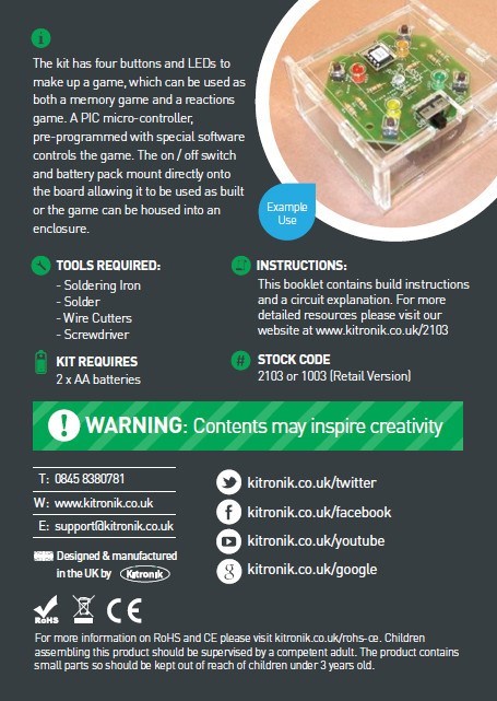 Kitronik Game Project Kit – Kitronik Ltd