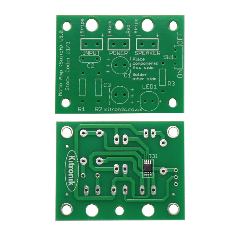 Kitronik Mono Amplifier Kit with Power Switch and status LED – Kitronik Ltd