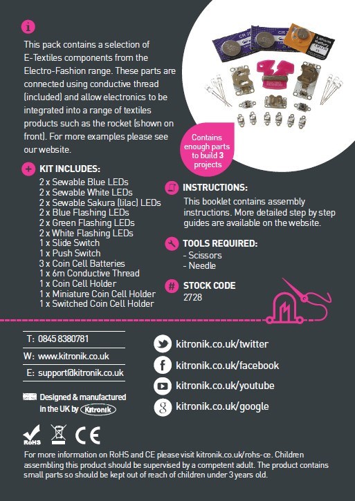 Electro-Fashion Deluxe E-Textiles Pack – Kitronik Ltd