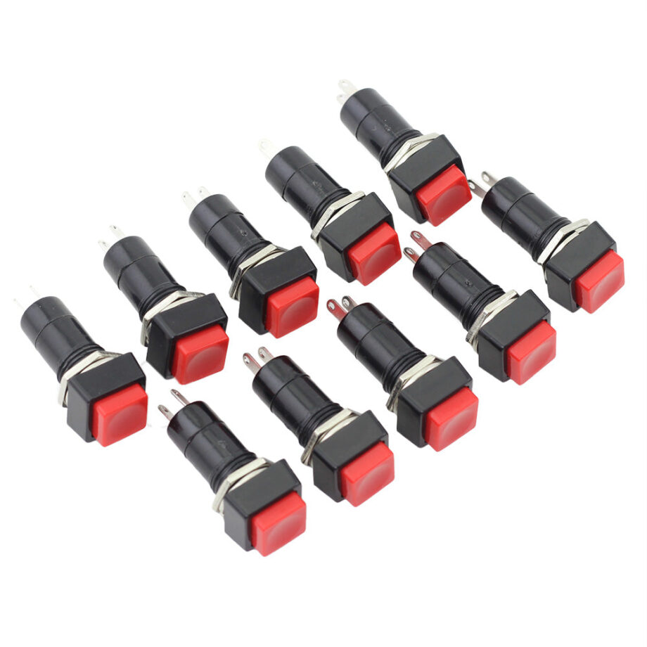 Square Latching Push Button Switch, pack of 10 – Kitronik