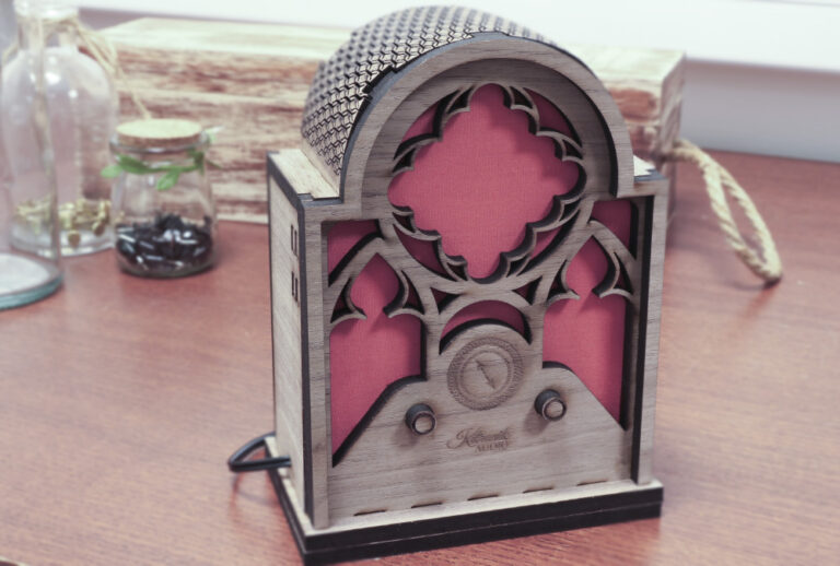 Laser-Cut Cathedral Radio Enclosure with Mono Amplifier Kit - Kitronik